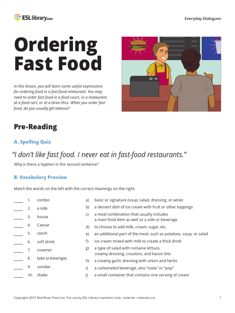 76 Ordering-Fast-Food US | PDF | Fast Food | Salad