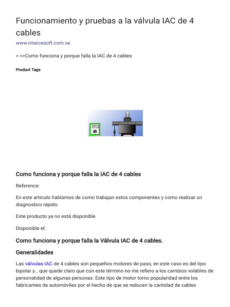 Funcionamiento y Pruebas A La Válvula IAC de 4 Cables | PDF | Resistor ...