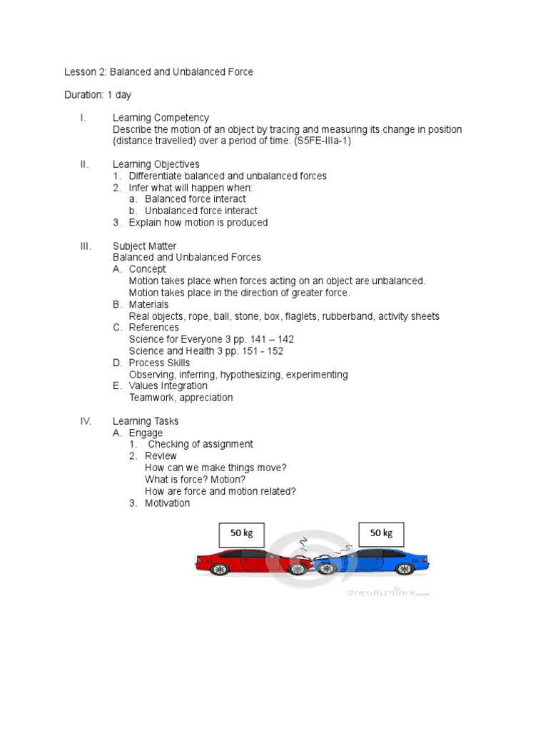 Lesson 2 Balanced and Unbalanced Force | PDF | Force | Gravity