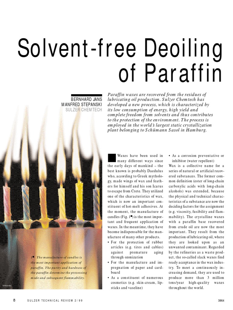 FKR - Solvent - Free Deoiling of Paraffin | PDF | Wax | Crystallization