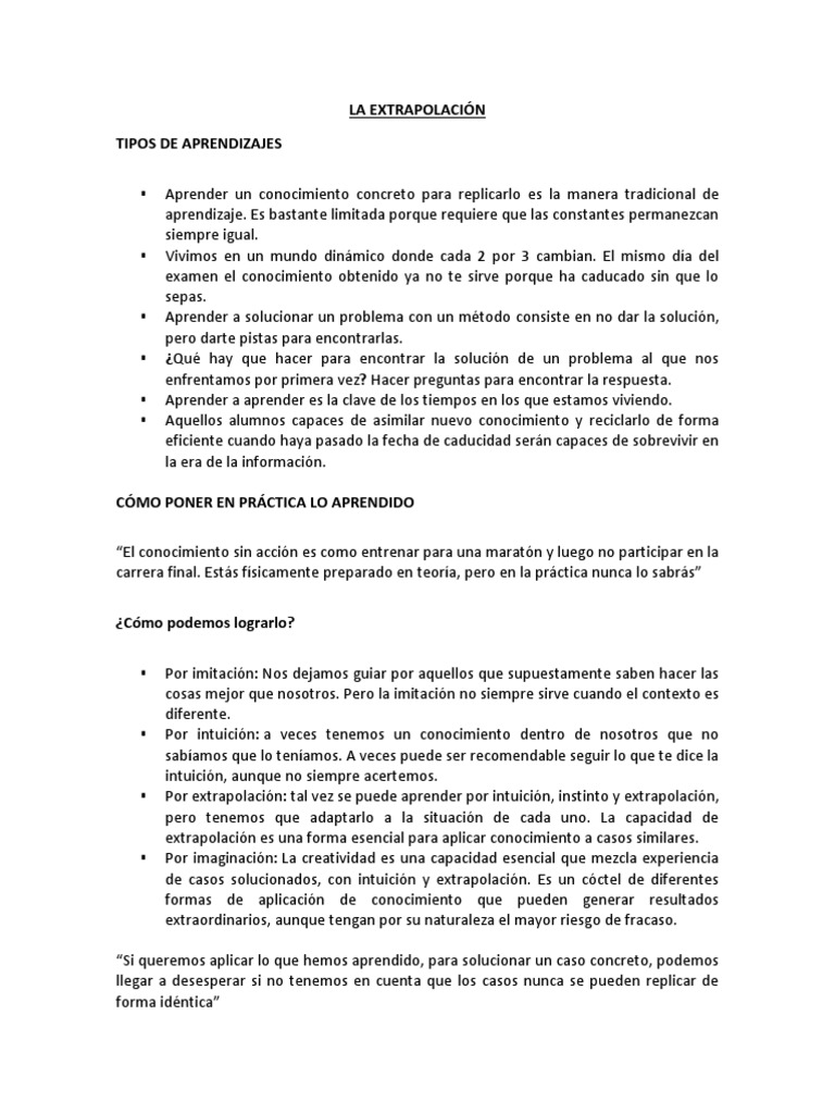 La Extrapolación | PDF | Intuición | Aprendizaje