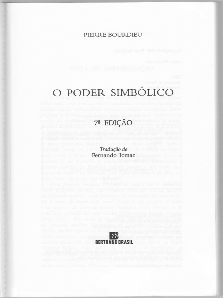 O Poder Simbólico Cap. 6 PDF | PDF | Sociologia | Poder (social e político)