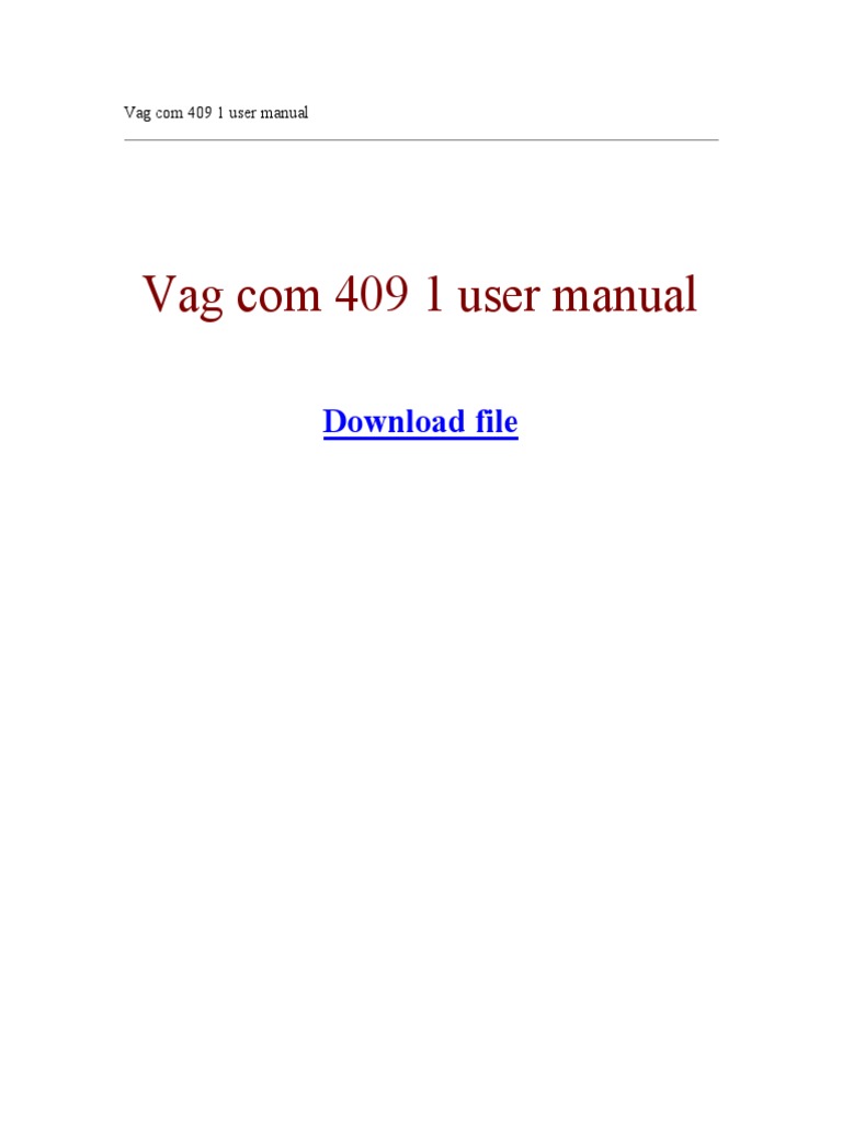 Vag Com 409 1 User Manual | PDF