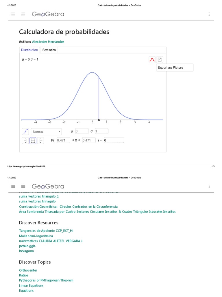 Calculadora de Probabilidades - GeoGebra | PDF