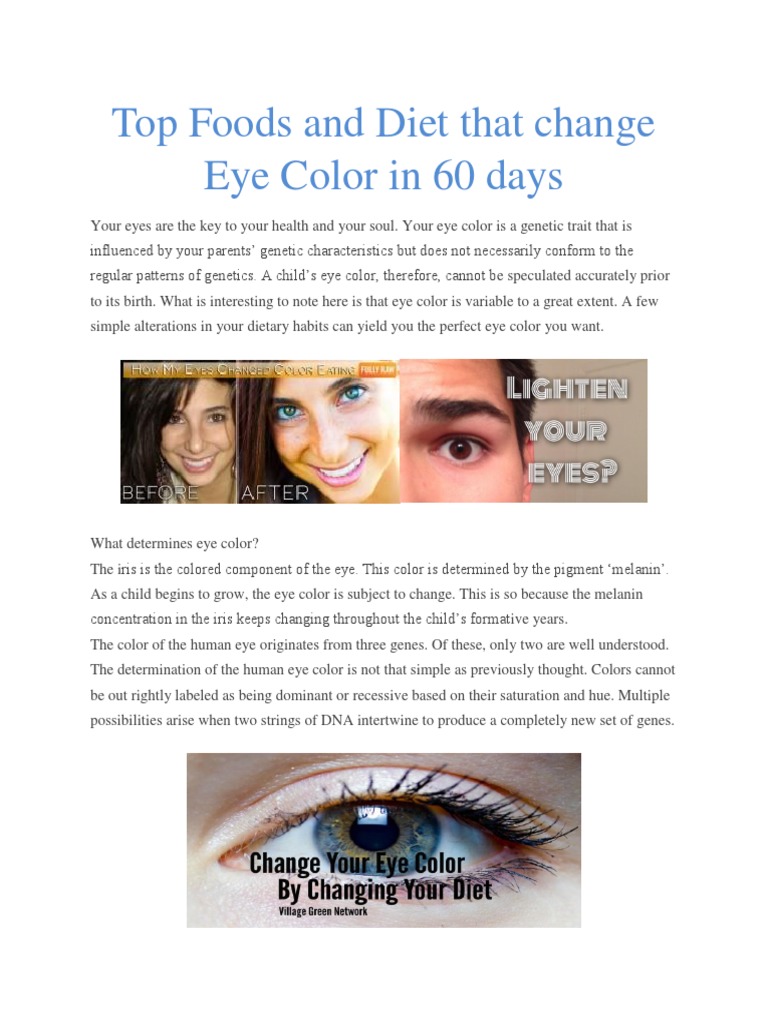 Diet Changes for Eye Color Transformation | PDF | Eye Color | Raw Foodism