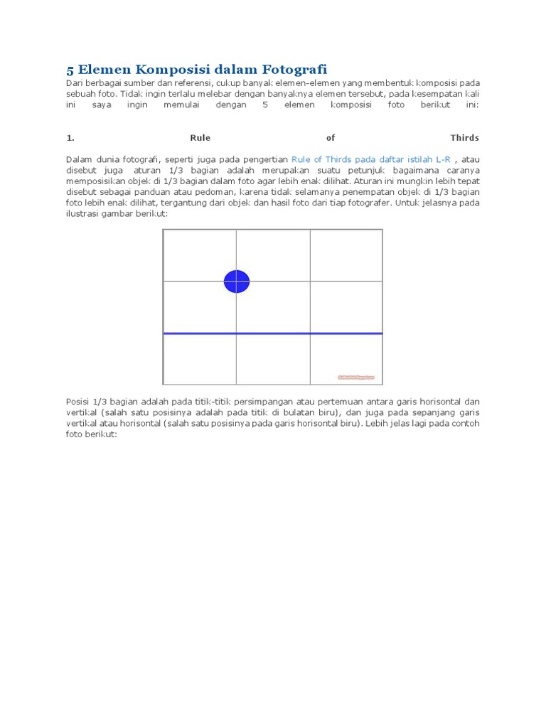 5 Elemen Komposisi Dalam Fotografi | PDF