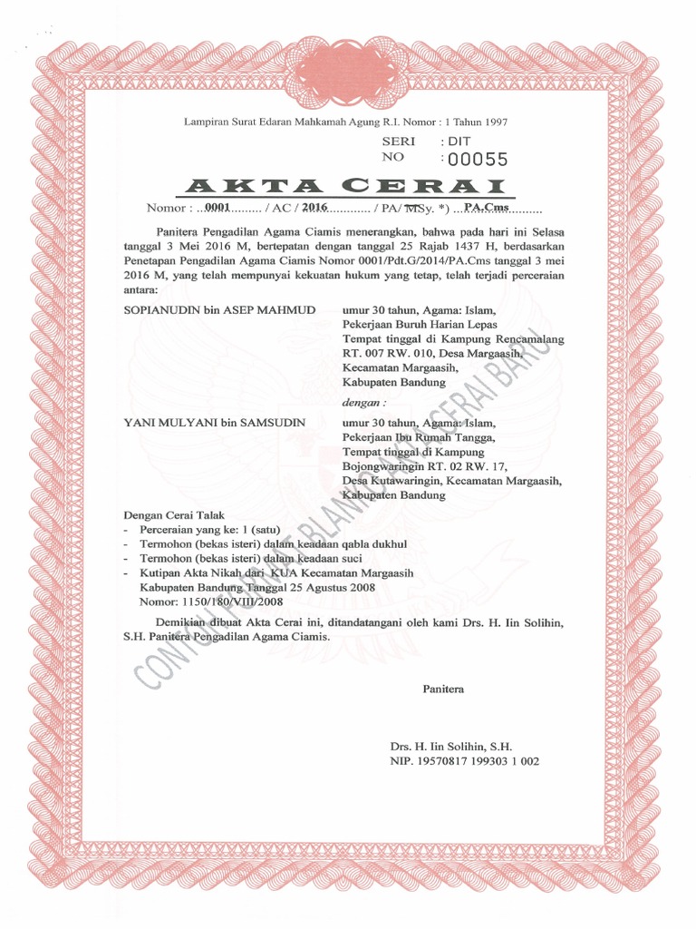 Blanko Akta Cerai PDF | PDF