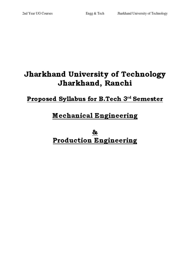 Proposed Syllabus for B.Tech 3rd Semester Mechanical Engineering and Production Engineering at ...