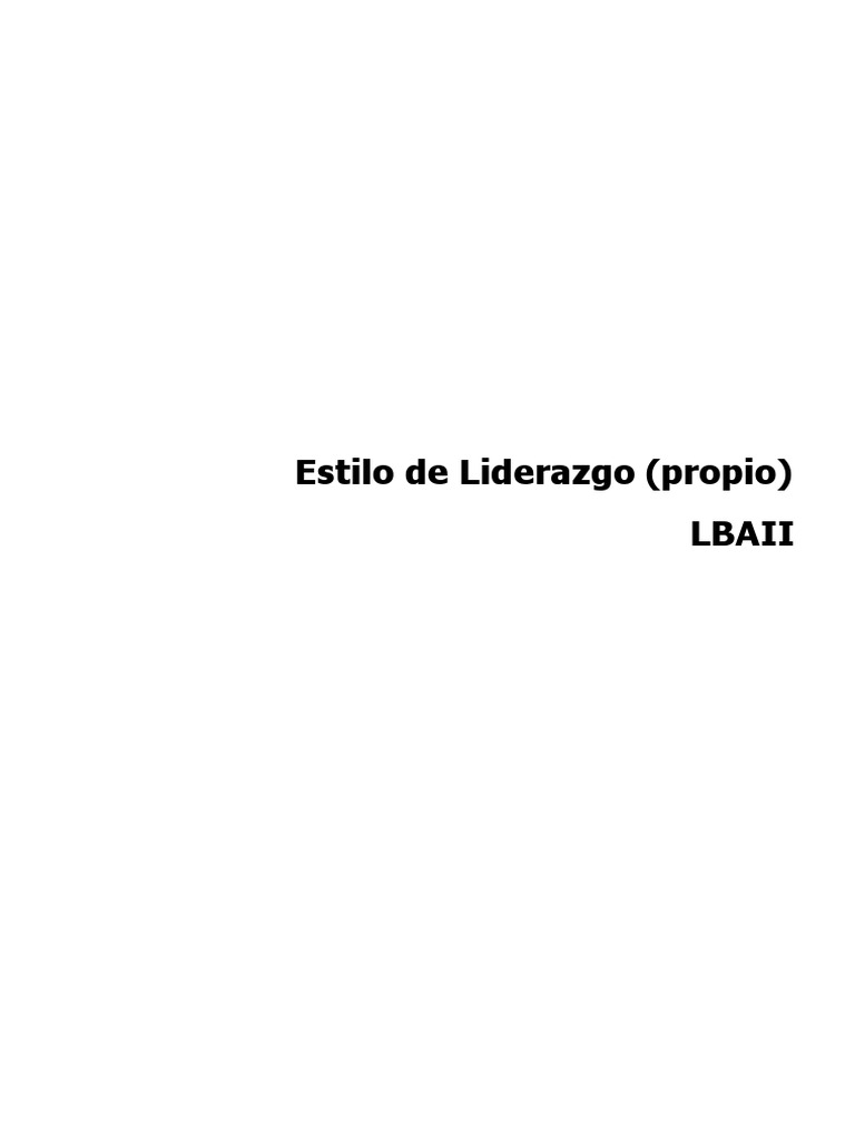Cuestionario de Liderazgo de Estilo Propio LBAII | PDF | Cuestionario ...