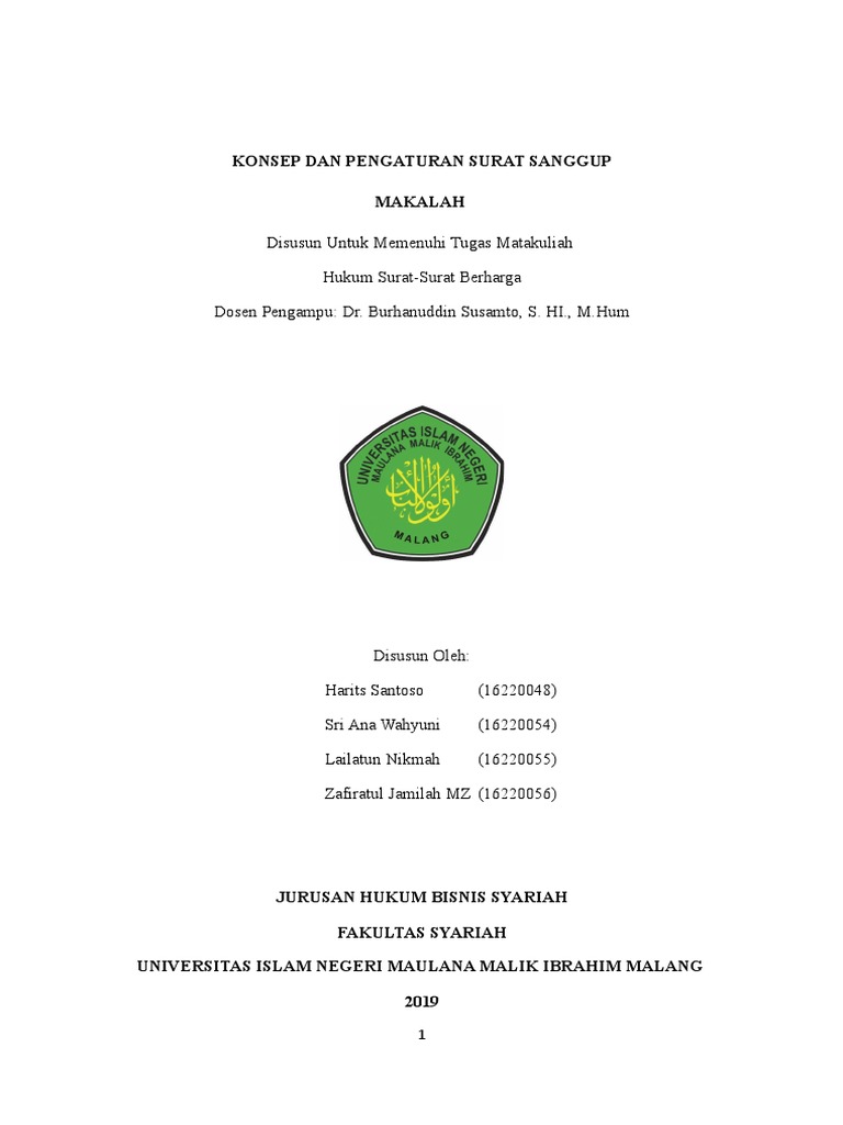 Pengaturan dan Definisi Surat Sanggup | PDF