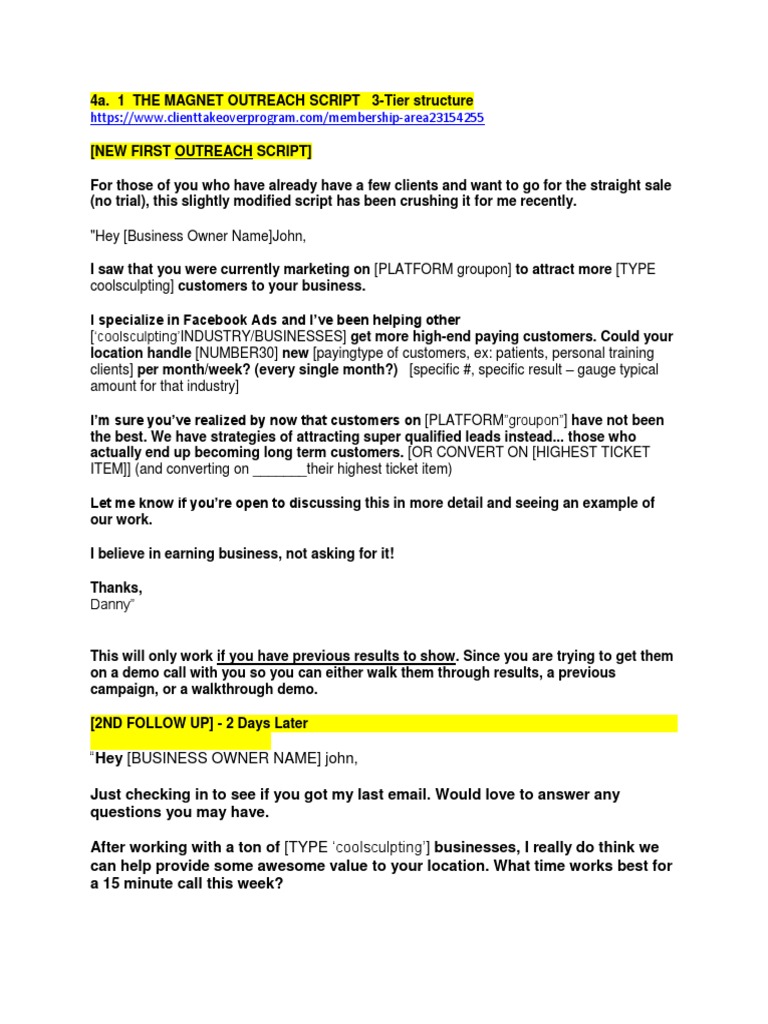 Effective Facebook Outreach Script | PDF
