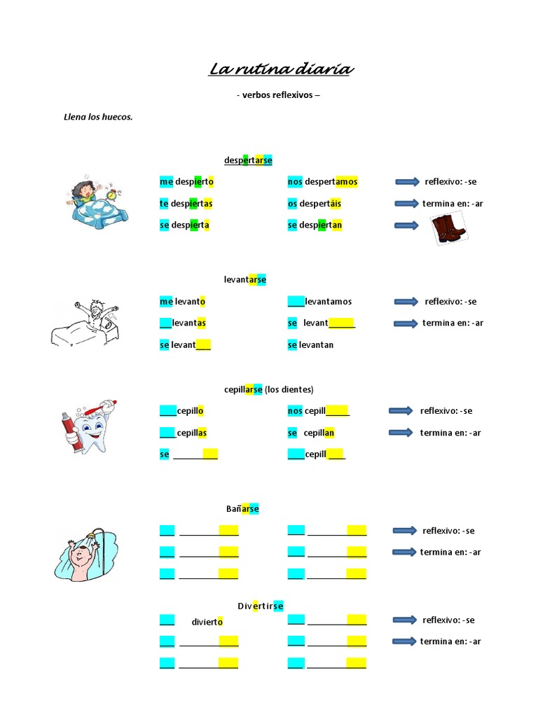 La-Rutina-Diaria - Verbos-Reflexivos | PDF