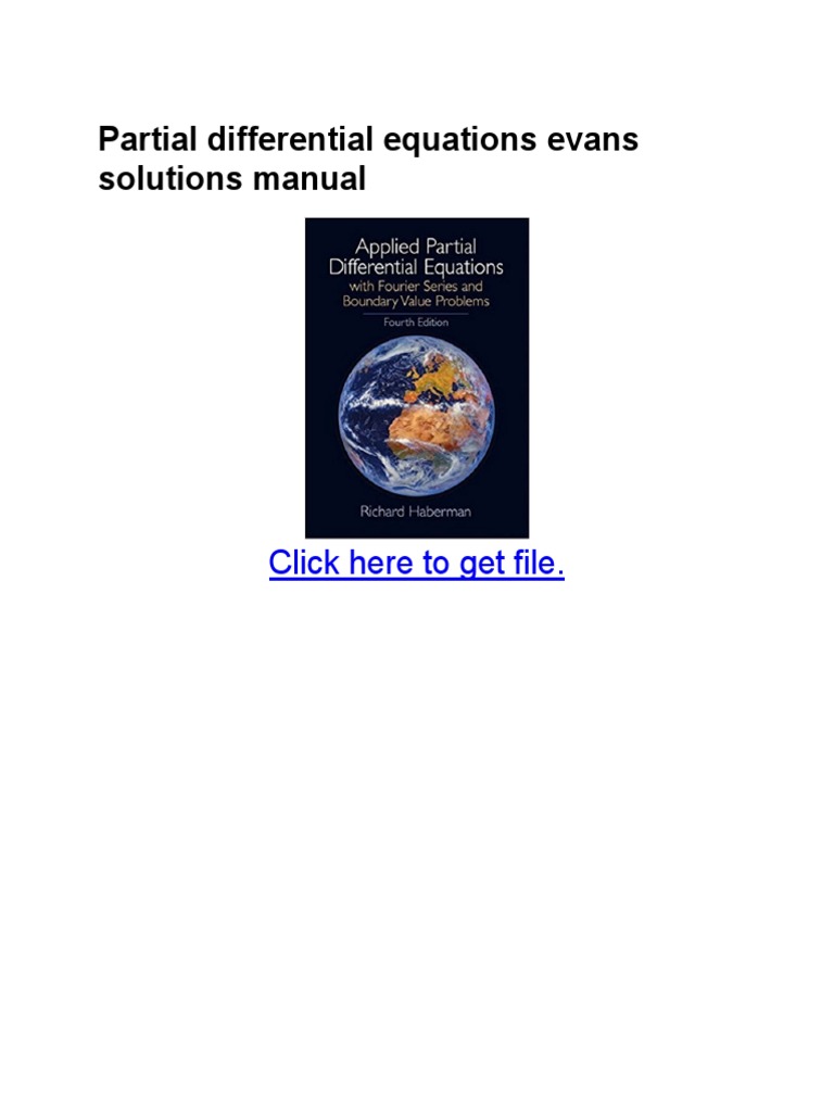 Partial Differential Equations Evans Solutions Manual | PDF | Partial ...