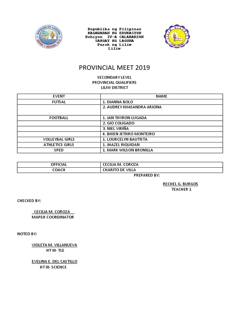 Provincial Meet | PDF | Sports | Leisure