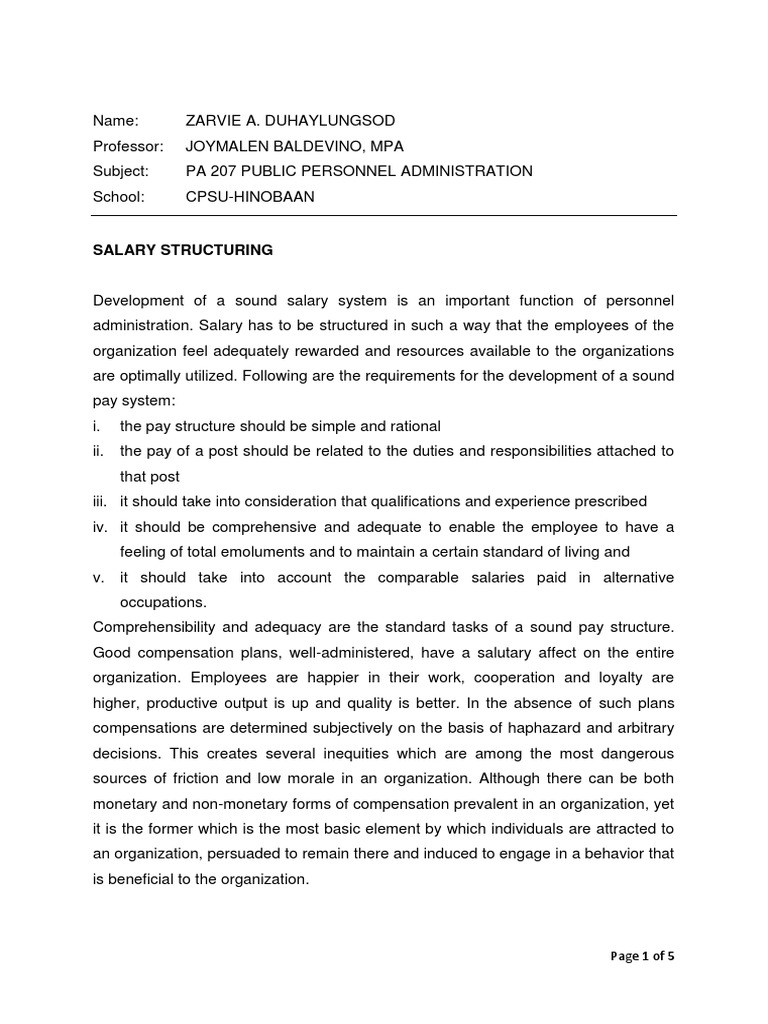 Salary Structuring, Employee Welfare | PDF | Welfare | Employment