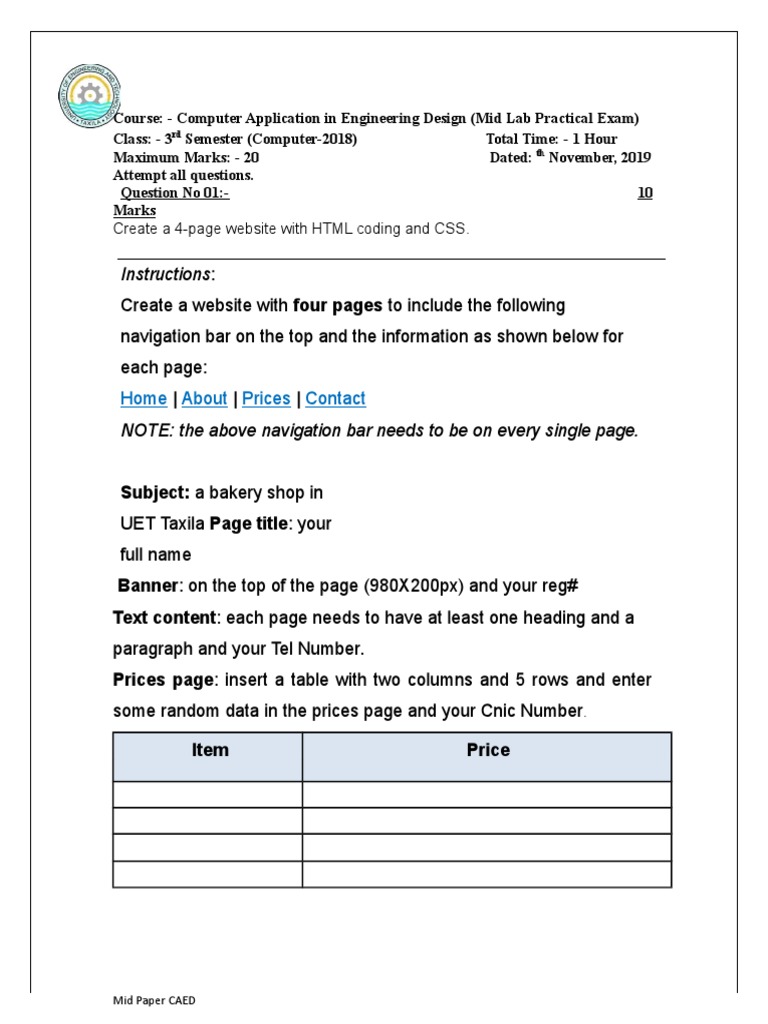 Mid Paper (CAED) | PDF | Text | Written Communication