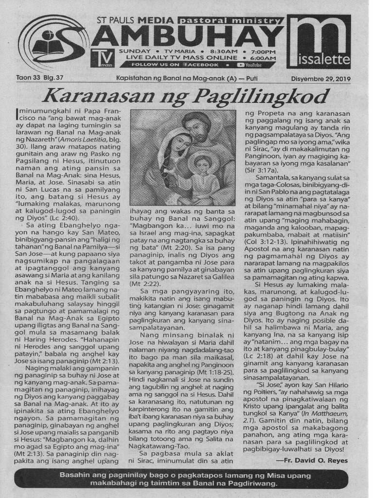 Sambuhay Tagalog Disyembre 29 2019 | PDF