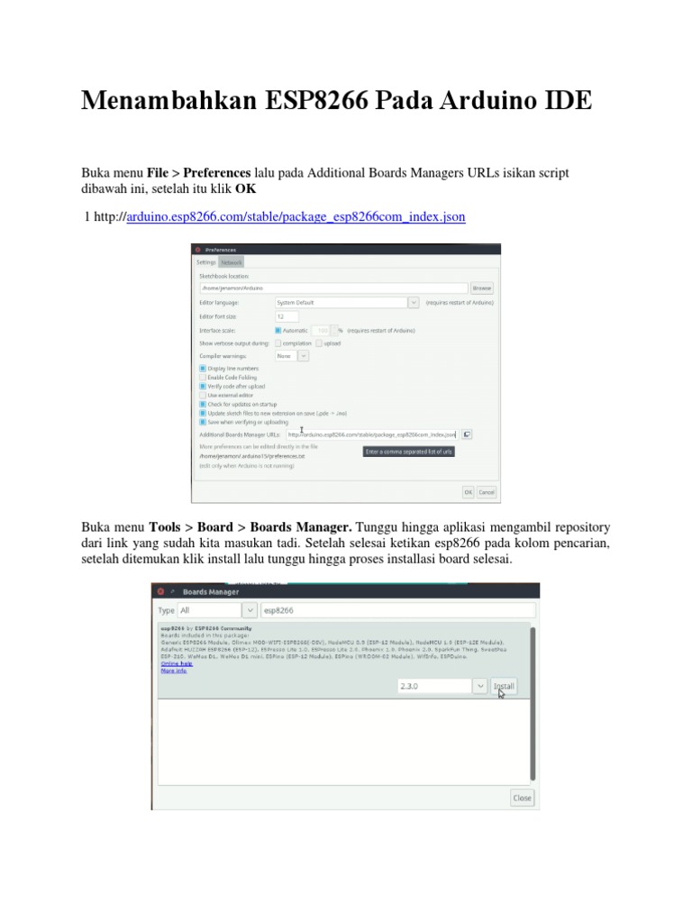 Menambahkan ESP8266 Pada Arduino IDE | PDF
