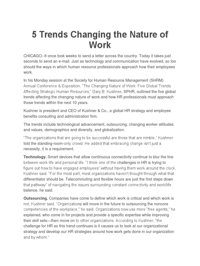 5 Trends Changing The Nature of Work | PDF | Human Resources | Outsourcing