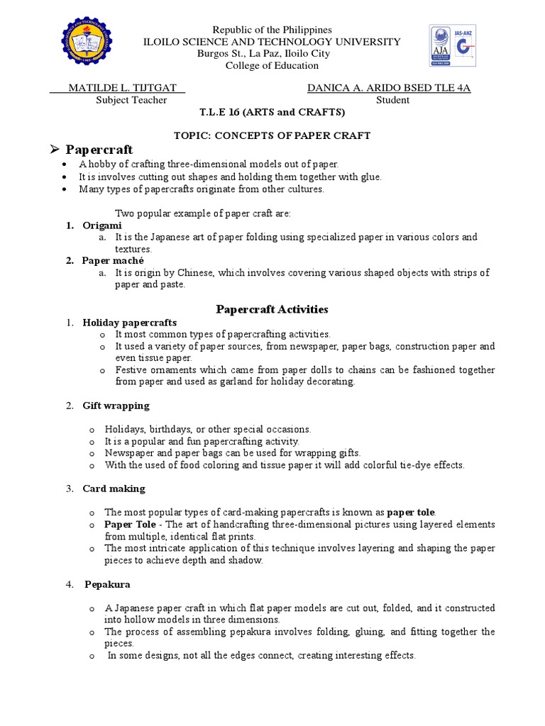 Papercraft Report | PDF | Paper | Origami