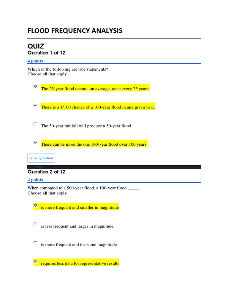 FLOOD FREQUENCY Answers | PDF | Flood | Hydrology
