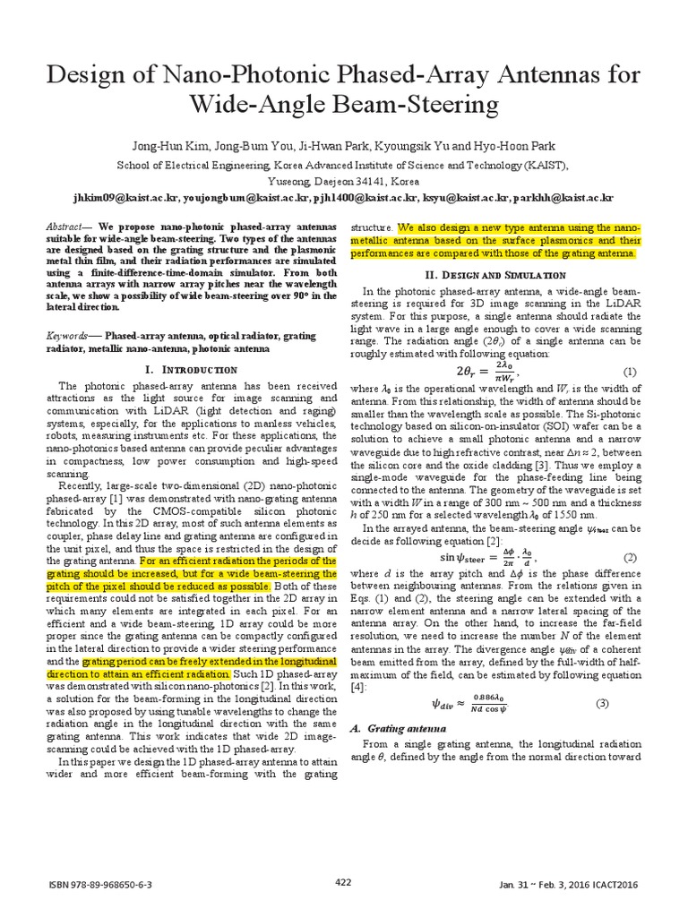 Design of Nano-Photonic Phased-Array Antennas | PDF | Antenna (Radio) | Photonics