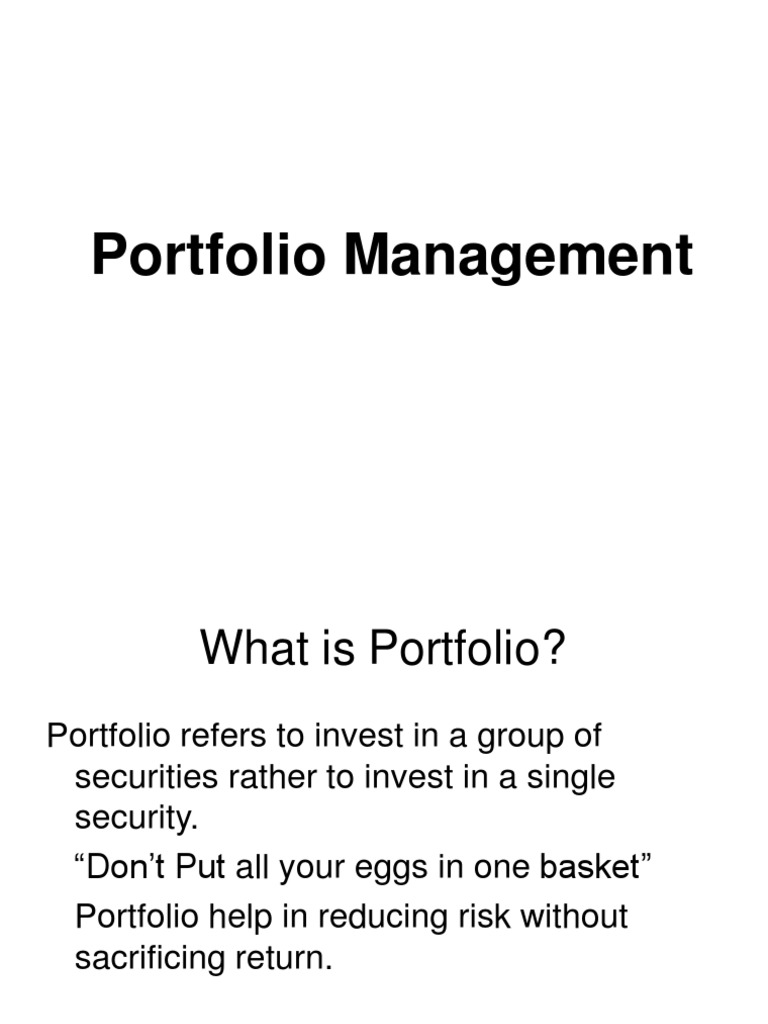Introduction of Portfolios | PDF | Modern Portfolio Theory | Investment ...