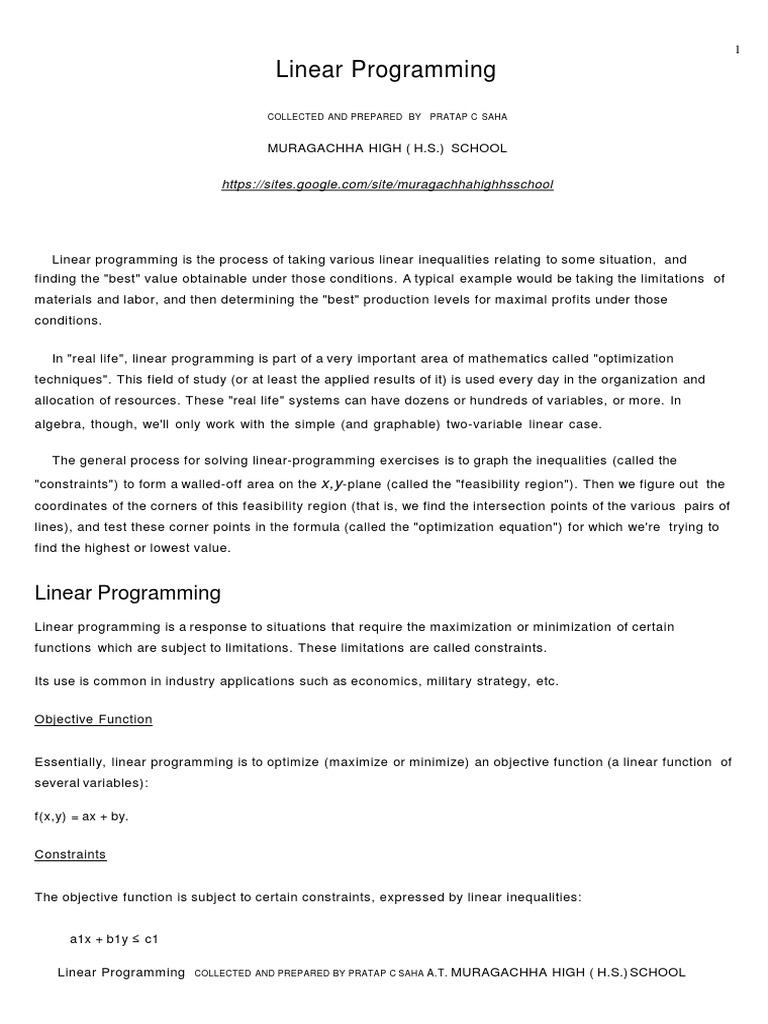 LPP INTRODUCTION DEFINITIONAND EXAMPLES OF Linear Programming Intro | PDF | Mathematical ...