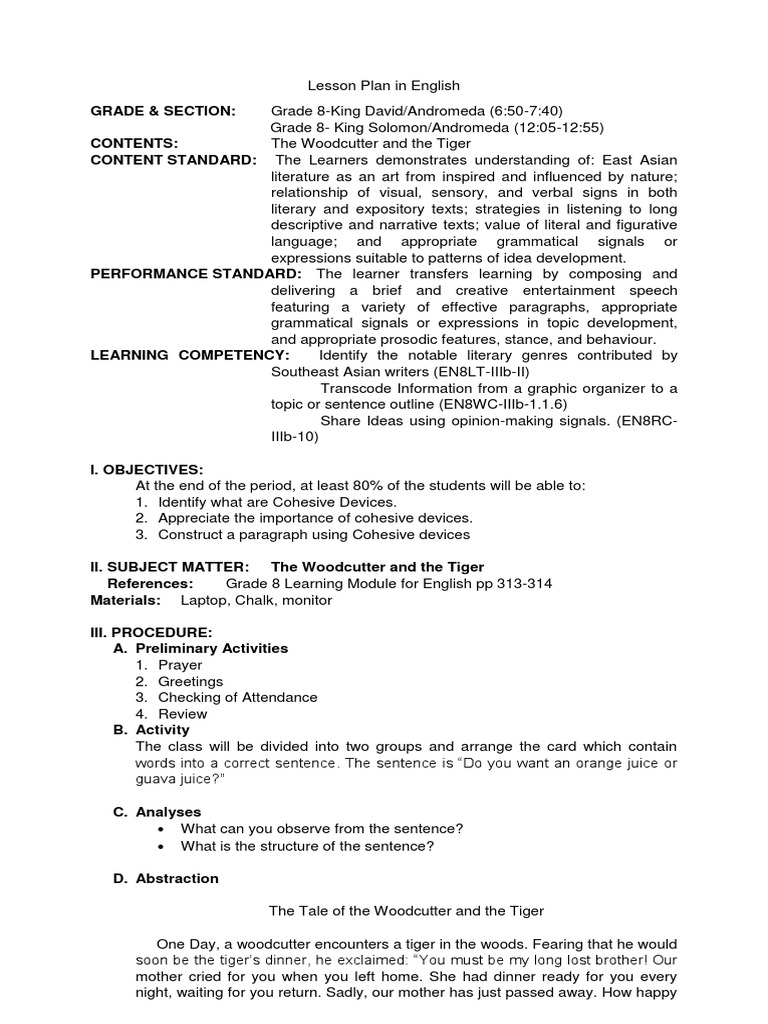 The Tale of The Woodcutter and The Tiger | PDF | Narrative | English ...