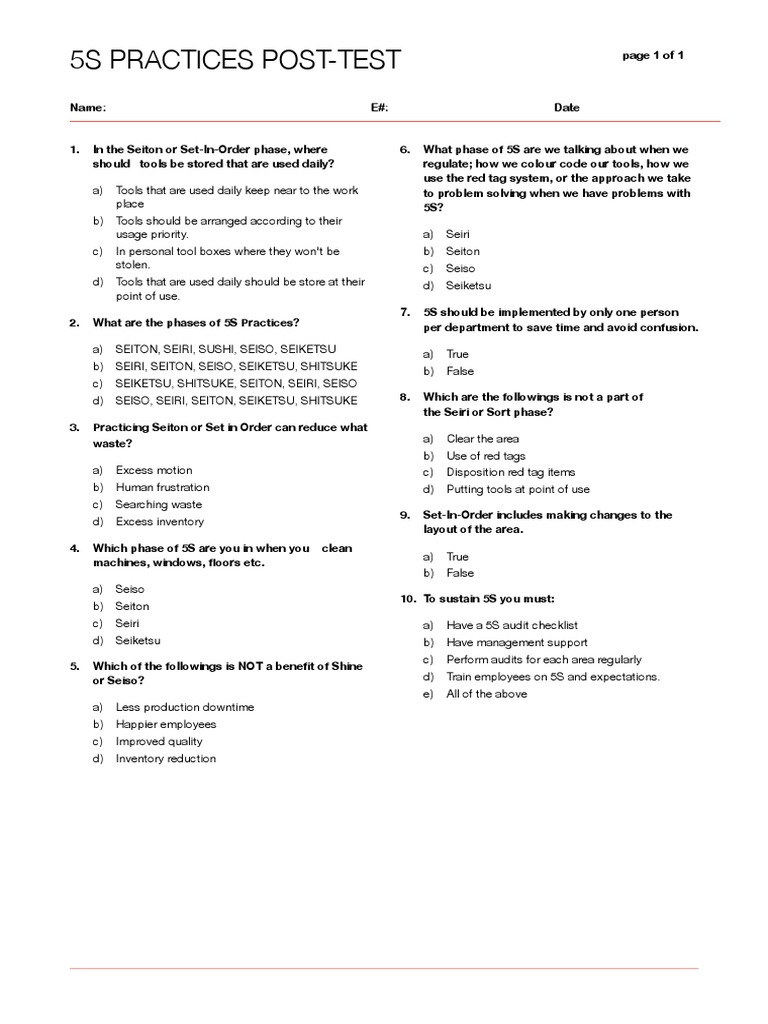5S Post - Test 0219 001 | PDF | Business