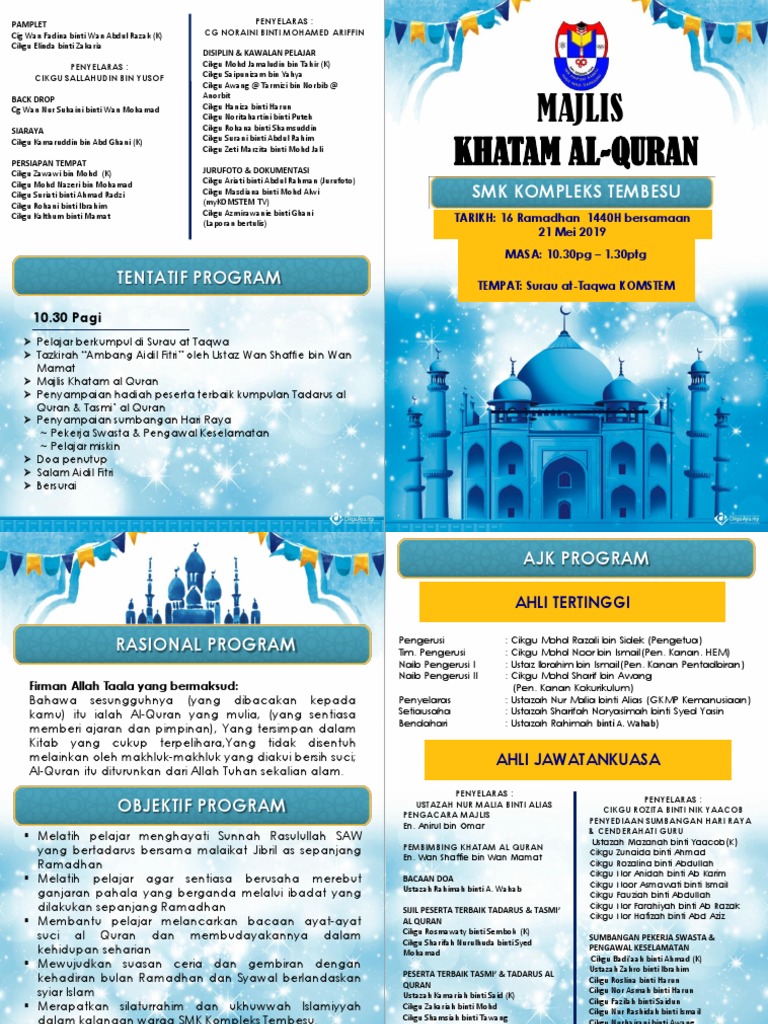 BUKU-PROGRAM-Majlis-Khatam-Al-Quran Komstem | PDF
