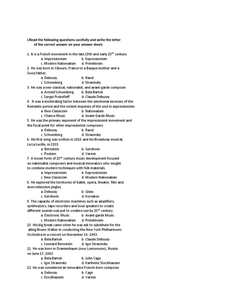 First Long Quiz in Mapeh 10 | PDF First Long Quiz in Mapeh 10 | PDF