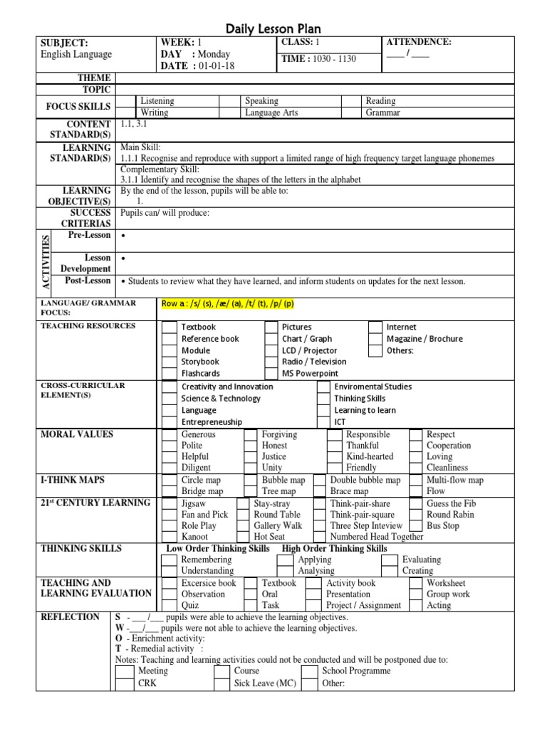 CEFR Format Lesson Plan | PDF | Learning | Lesson Plan