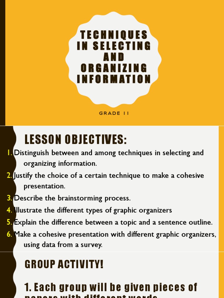 Techniques in Selecting and Organizing Information | PDF ...