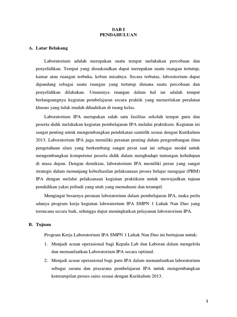 Program Kerja Lab IPA 2019 2020 | PDF