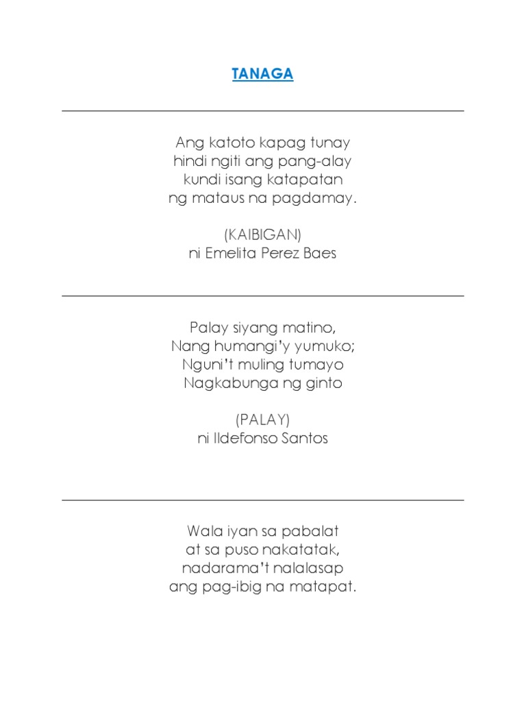 TANAGA | PDF