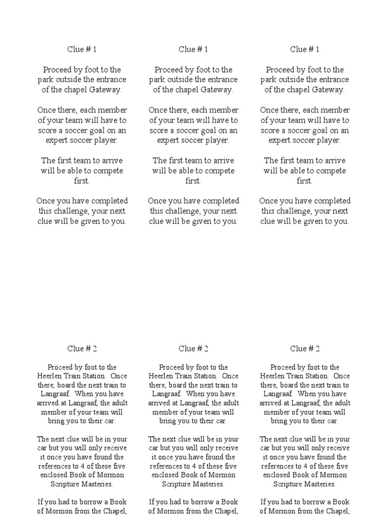 Amazing Race Clues | PDF | Competition | Puzzle Competitions