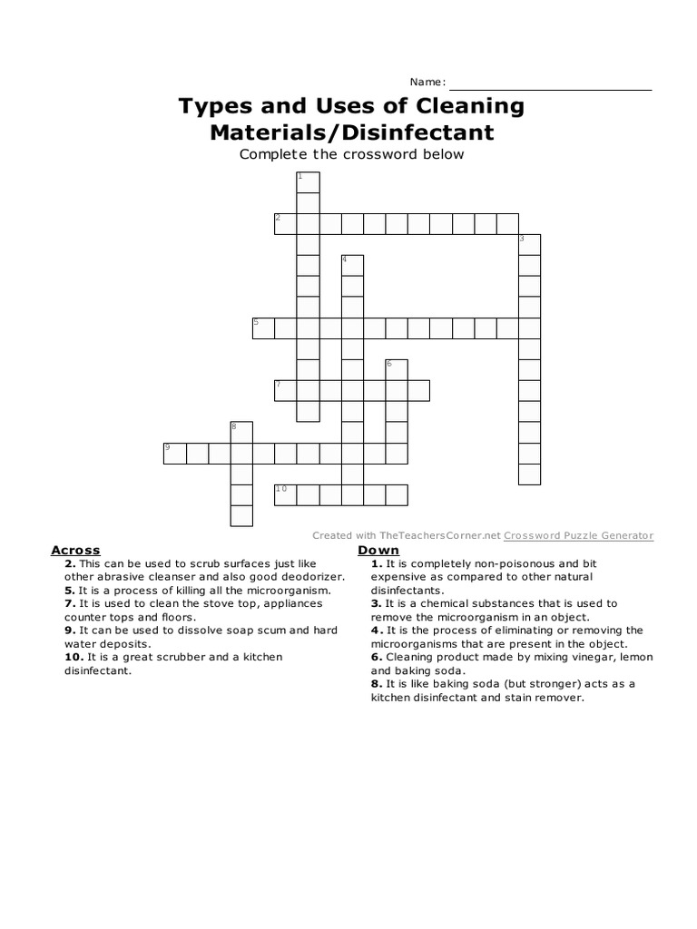 Types and Uses of Cleaning Materials-Disinfectant | PDF | Home & Garden
