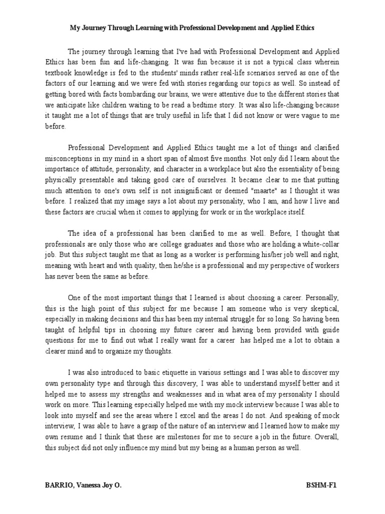 Reflection Paper Sample | PDF | Mind | Learning