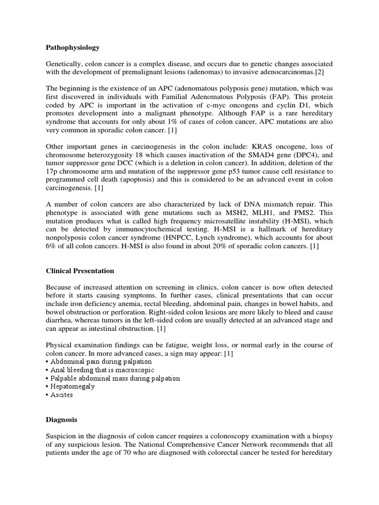 Pathophysiology | PDF | Colorectal Cancer | Colonoscopy