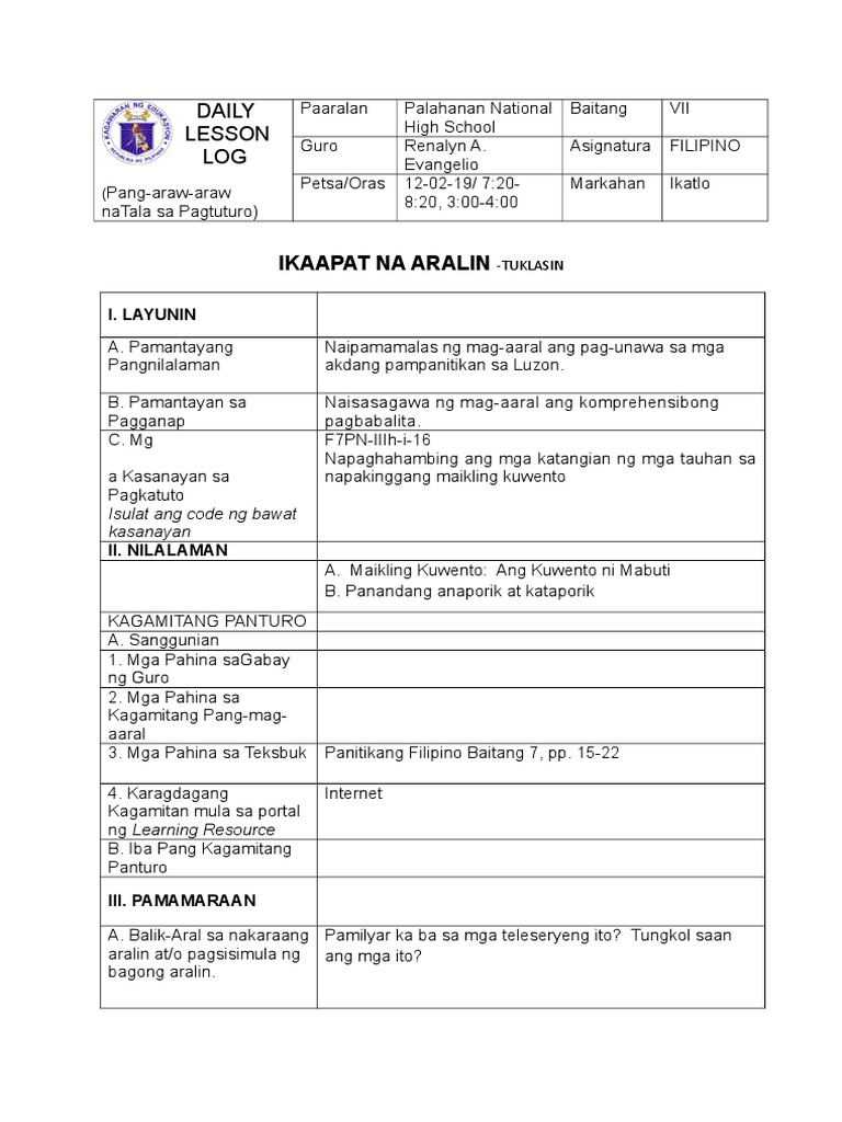 Filipino DLL Format-3.4 | PDF
