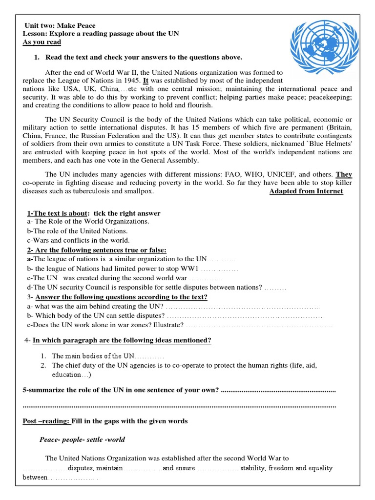 Understanding the United Nations' Role | PDF | United Nations ...