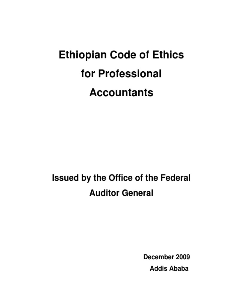 Ethiopian Code of Ethics For Professional Accountants PDF | PDF ...