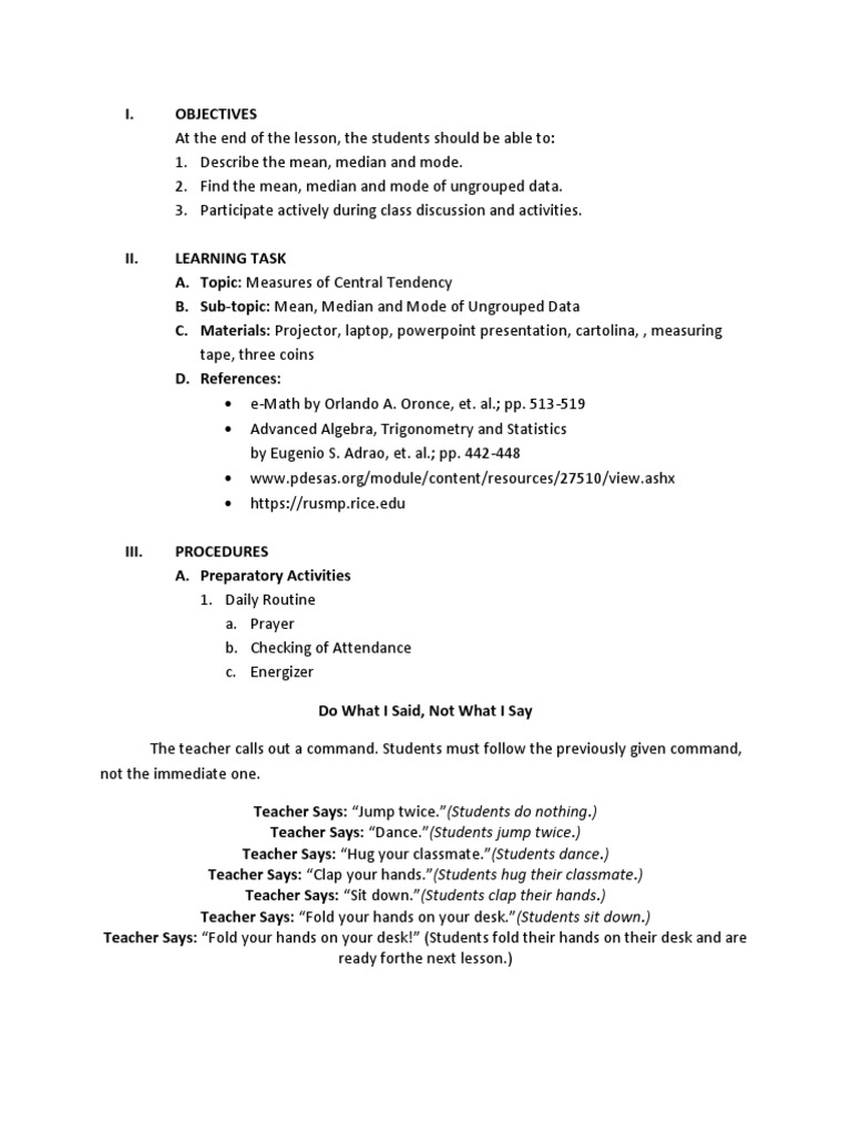 Contextualized and Localized Lesson Plan | PDF | Mode (Statistics ...