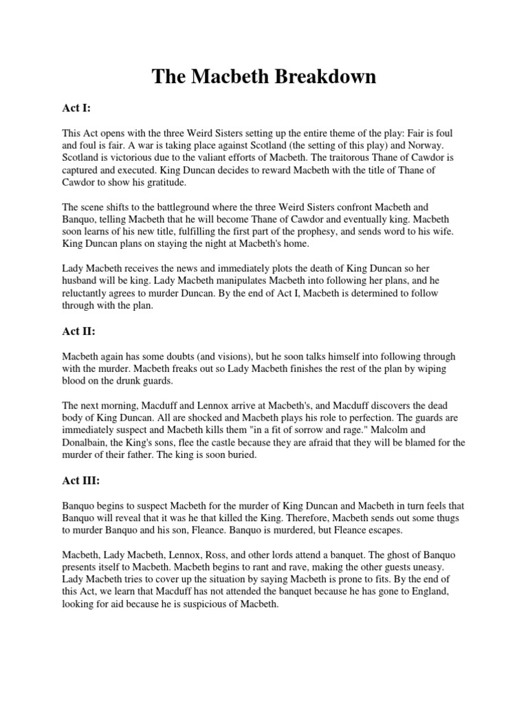 The Macbeth Breakdown | PDF | Macbeth | Shakespearean Tragedies