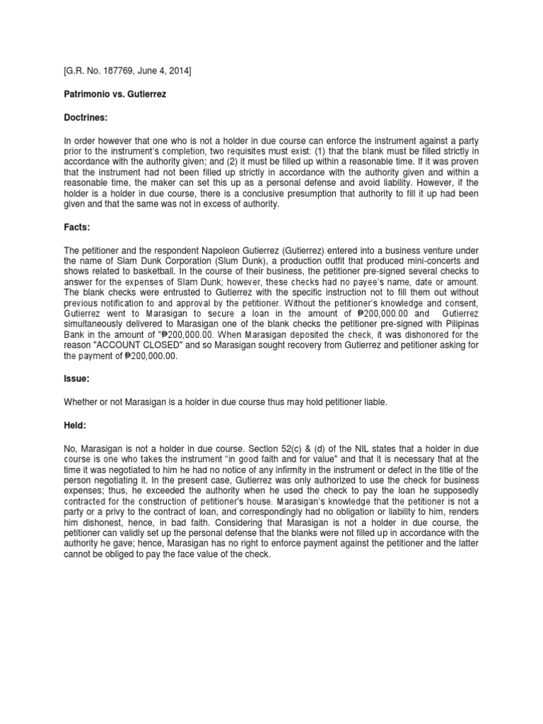 Holder in Due Course Explained | PDF | Civil Law (Legal System ...