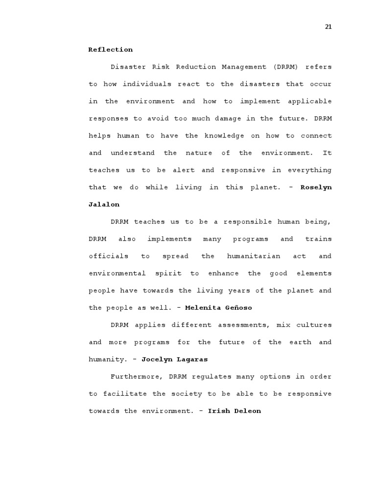 Reflection-References DRRM | PDF | Disaster Risk Reduction | Emergency ...