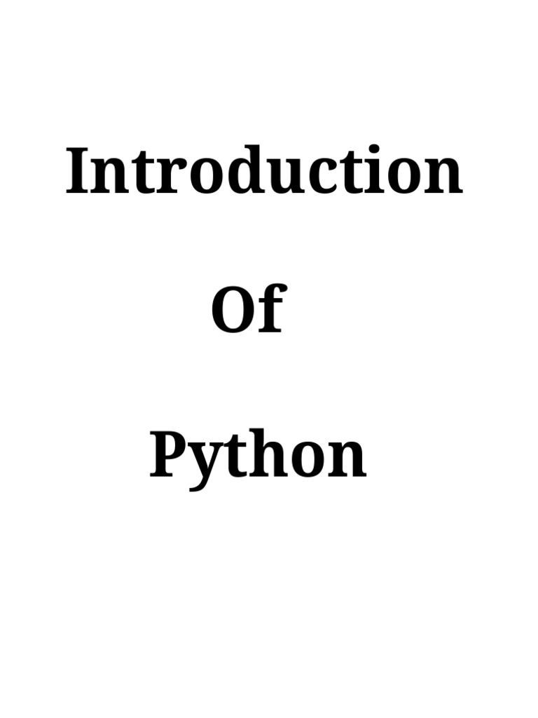 Intro Of Python Pdf Python Programming Language Computer Programming 2419
