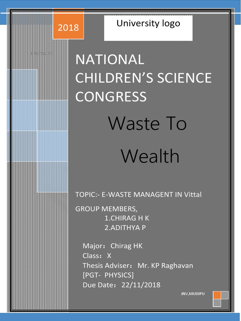 E-Waste Management Project Report on the Current Practices and ...
