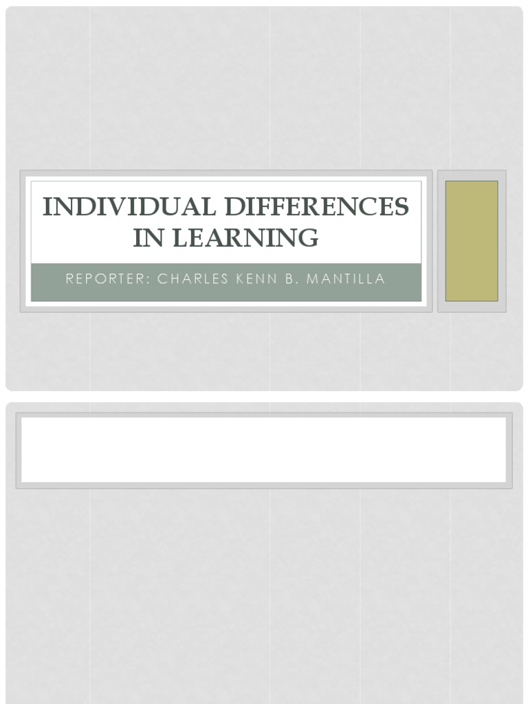 Individual Differences in Learning | PDF